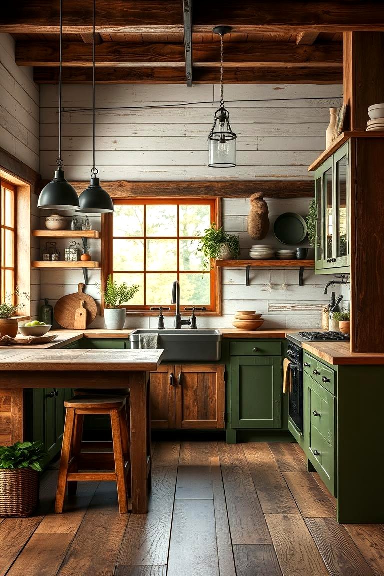30 Olive Green Kitchen Designs for a Warm Cooking Space