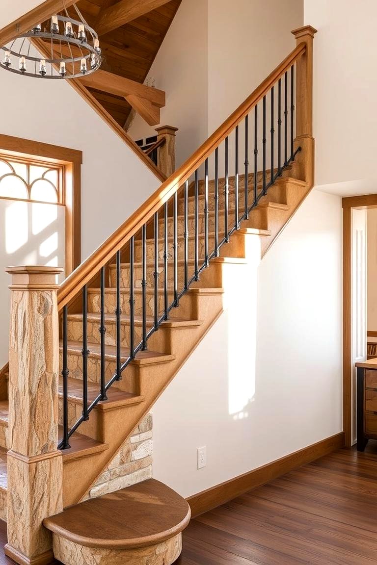 30 Rustic Farmhouse Stair Railing Ideas & Designs