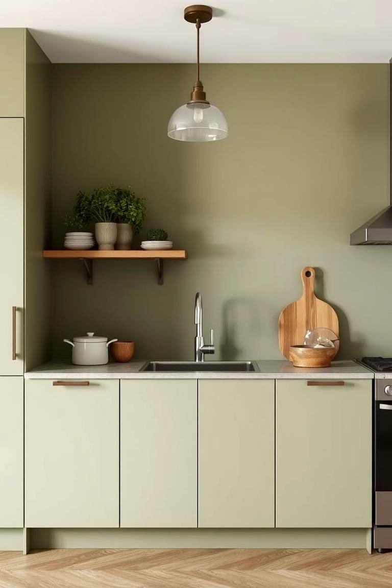 30 Olive Green Kitchen Designs for a Warm Cooking Space