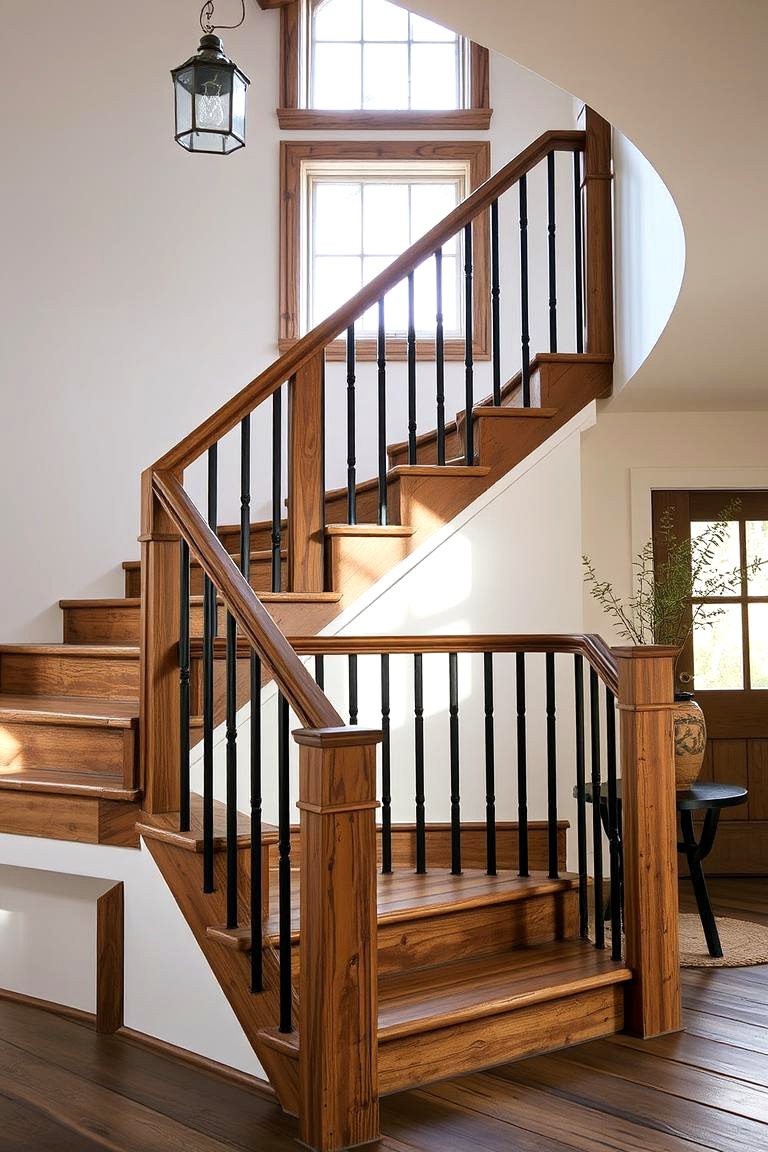 30 Rustic Farmhouse Stair Railing Ideas & Designs