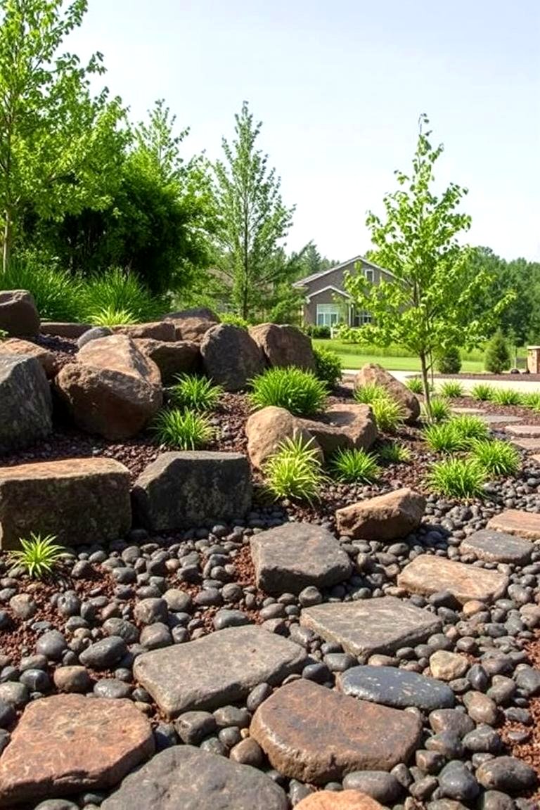 30 Natural Black River Rock Landscaping Ideas for Texture