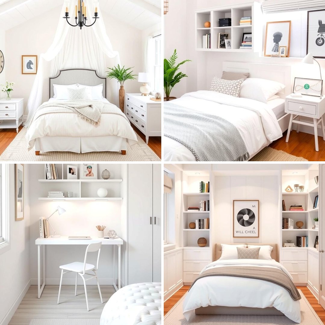 20 Bright Small White Bedroom Design Ideas