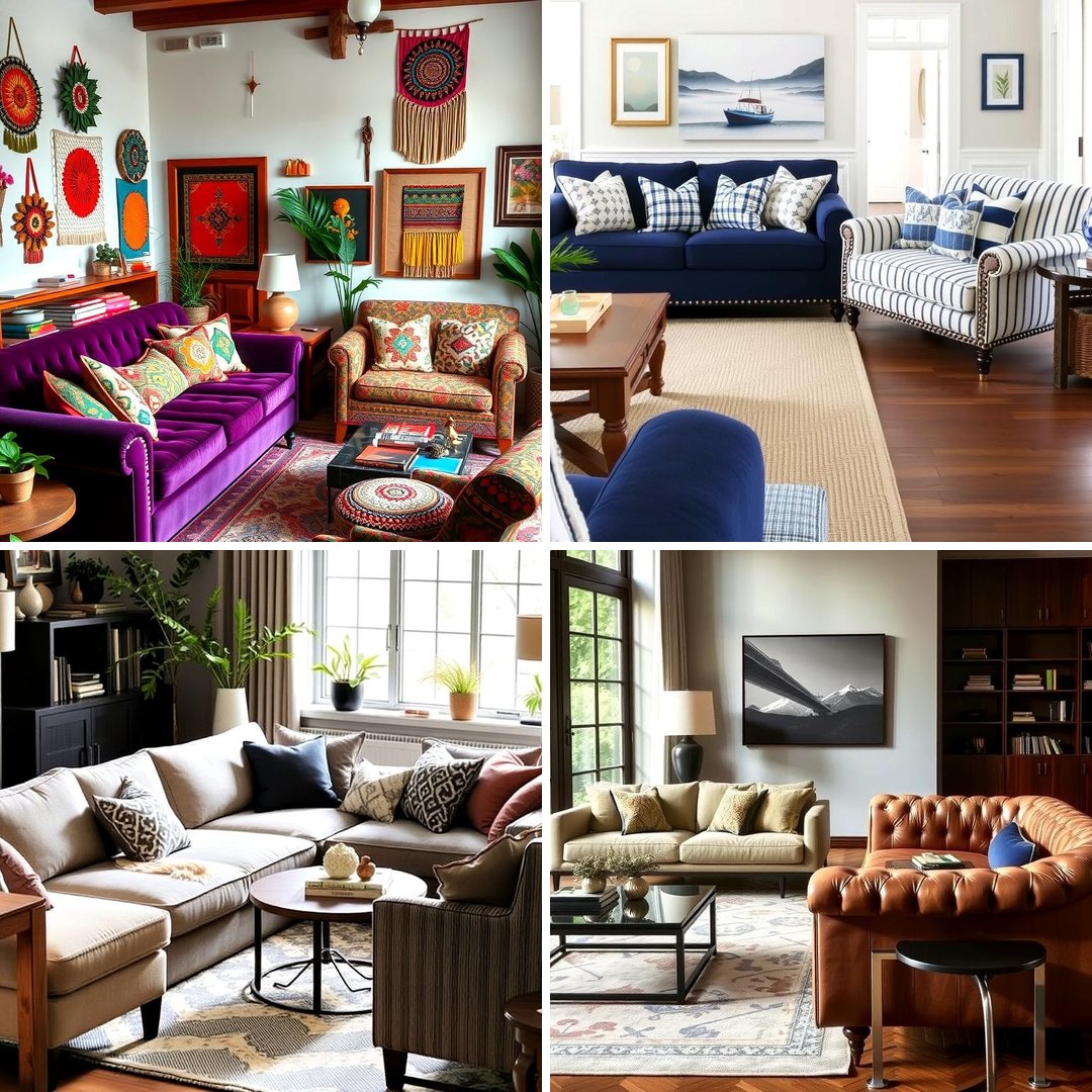 20 Mismatched Sofas in Living Room Ideas for Eclectic Style