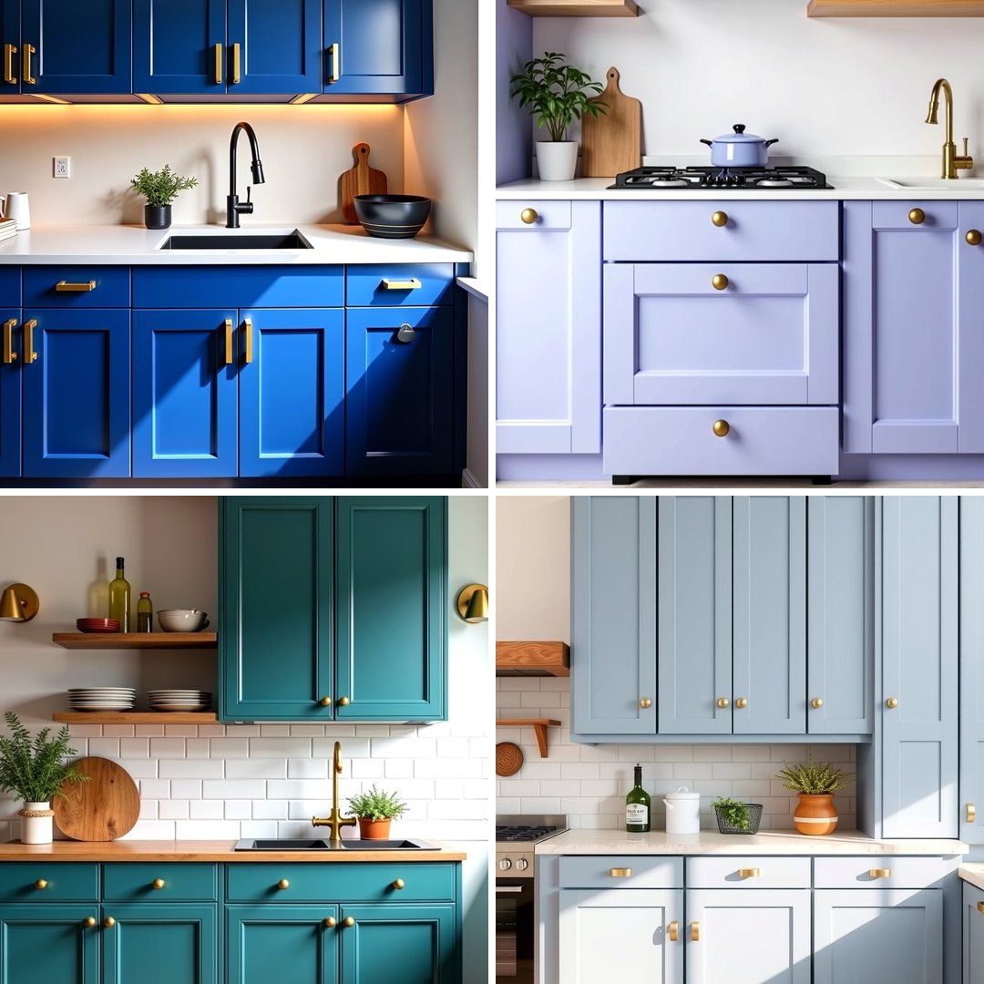 25 Blue Kitchen Cabinets With Gold Hardware for a Luxe Look