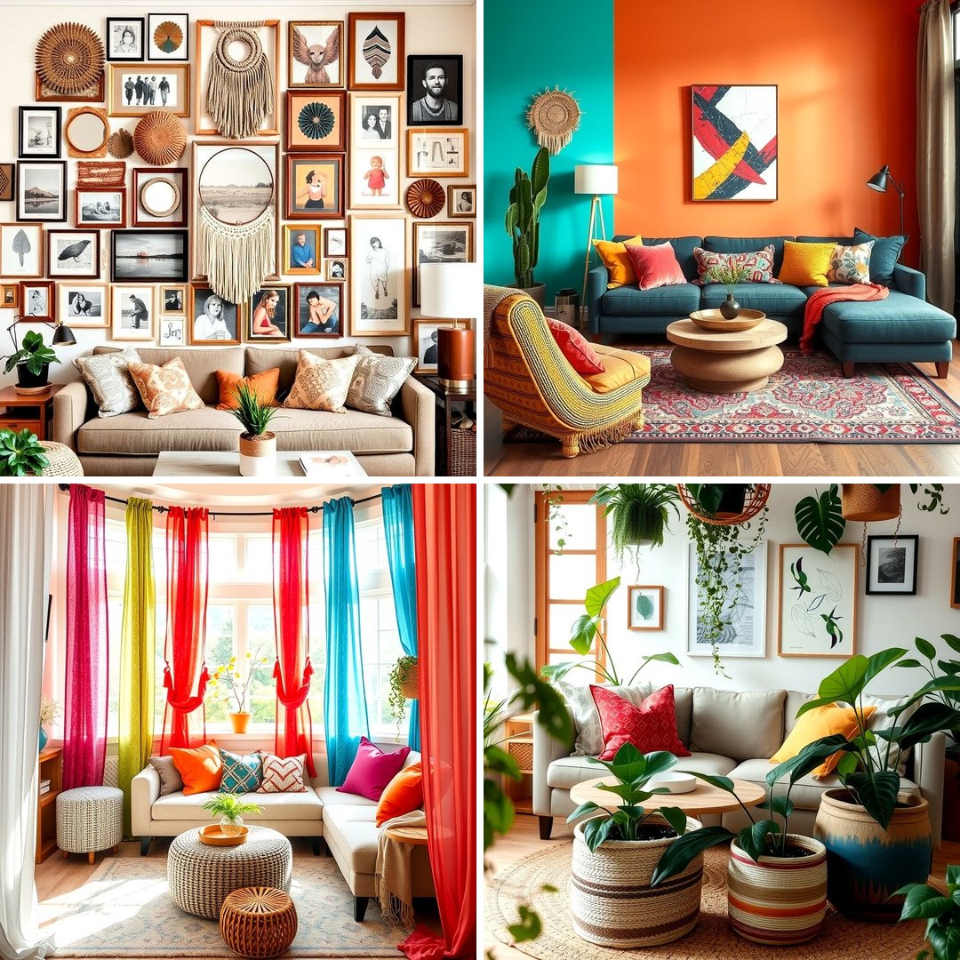 Colorful Boho Living Room Ideas
