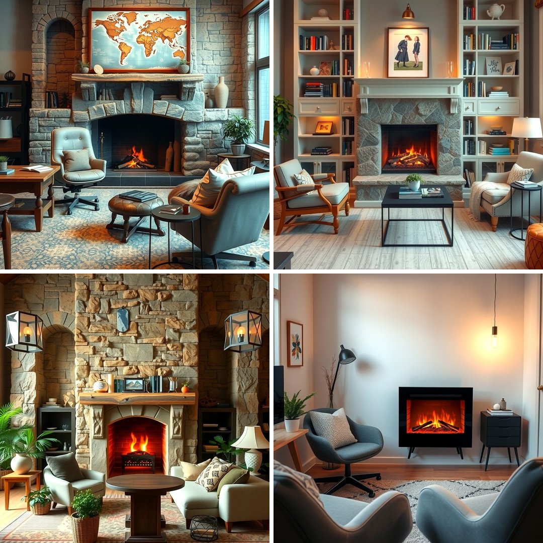 25 Home Office With Fireplace Ideas for Cozy Workspaces