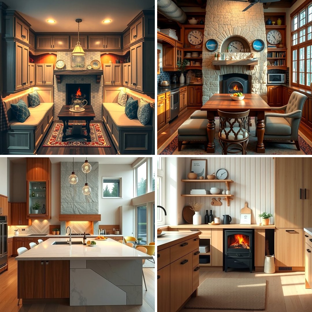 25 Kitchens With Fireplaces for a Unique Cooking Space