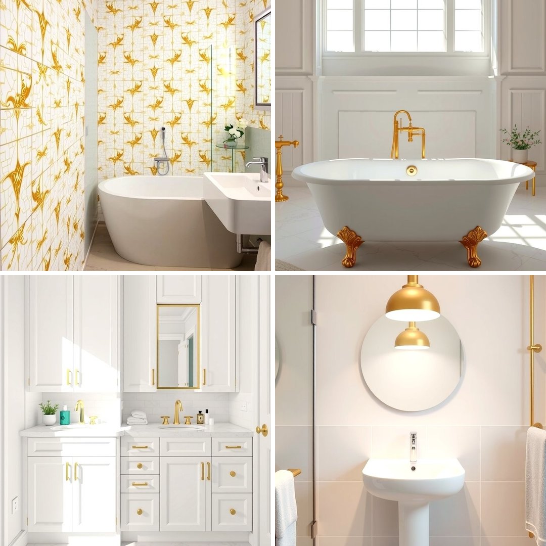 25 White and Gold Bathroom Ideas for a Luxurious Look