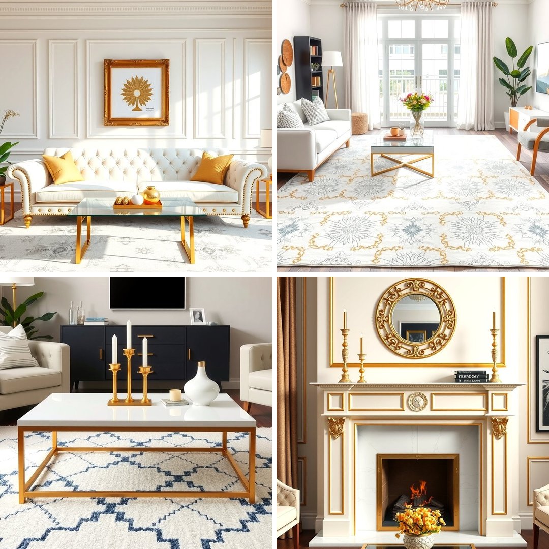 25 White and Gold Living Room Ideas for Elegance
