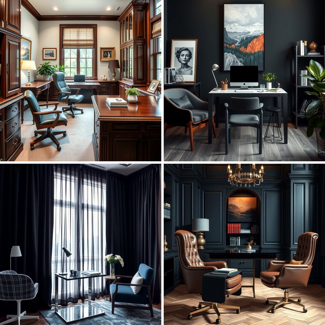 30 Moody Dark Home Office Designs for a Productive Workspace