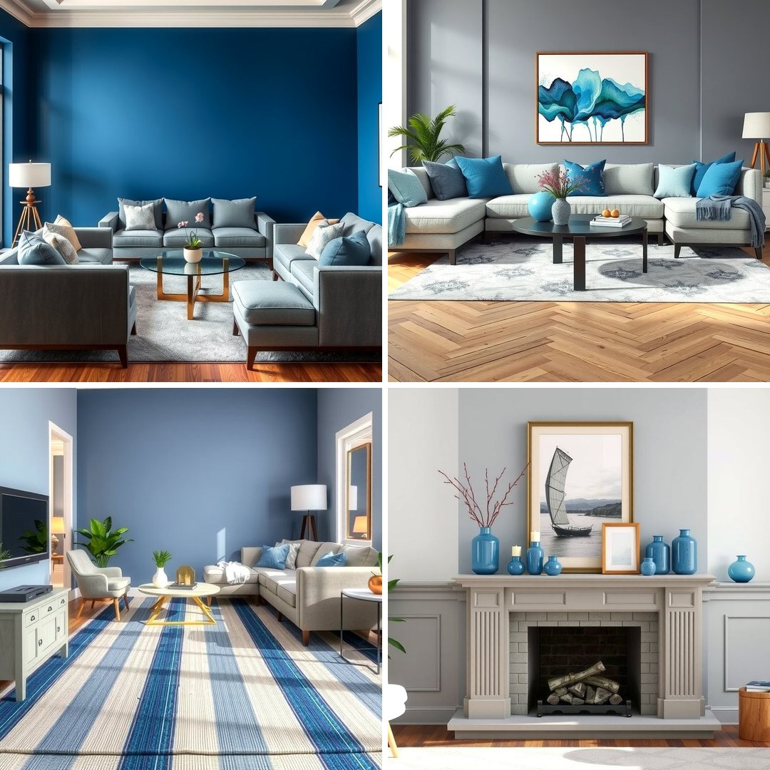 30 Soothing Blue & Grey Living Room Designs for Relaxing Spaces