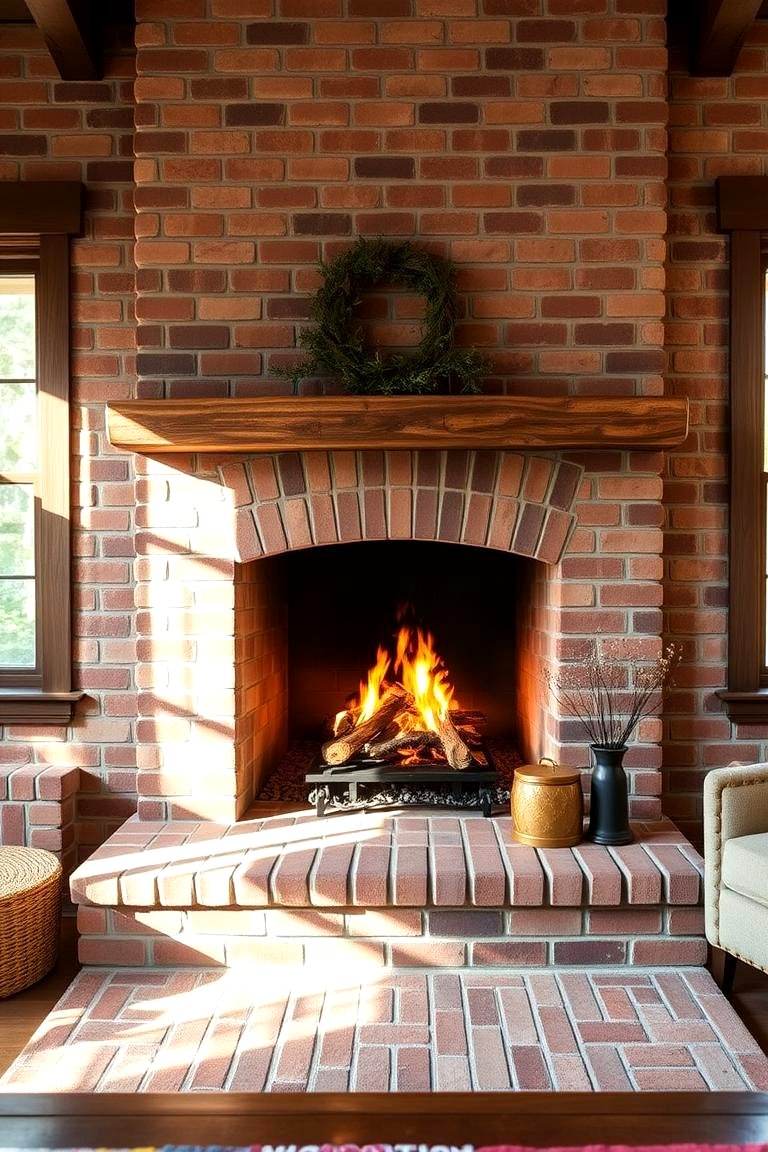 21 Rustic Brick Fireplace Ideas for Warm Living Rooms