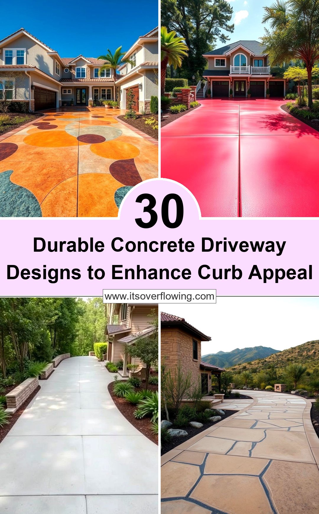 30 Durable Concrete Driveway Designs to Enhance Curb Appeal