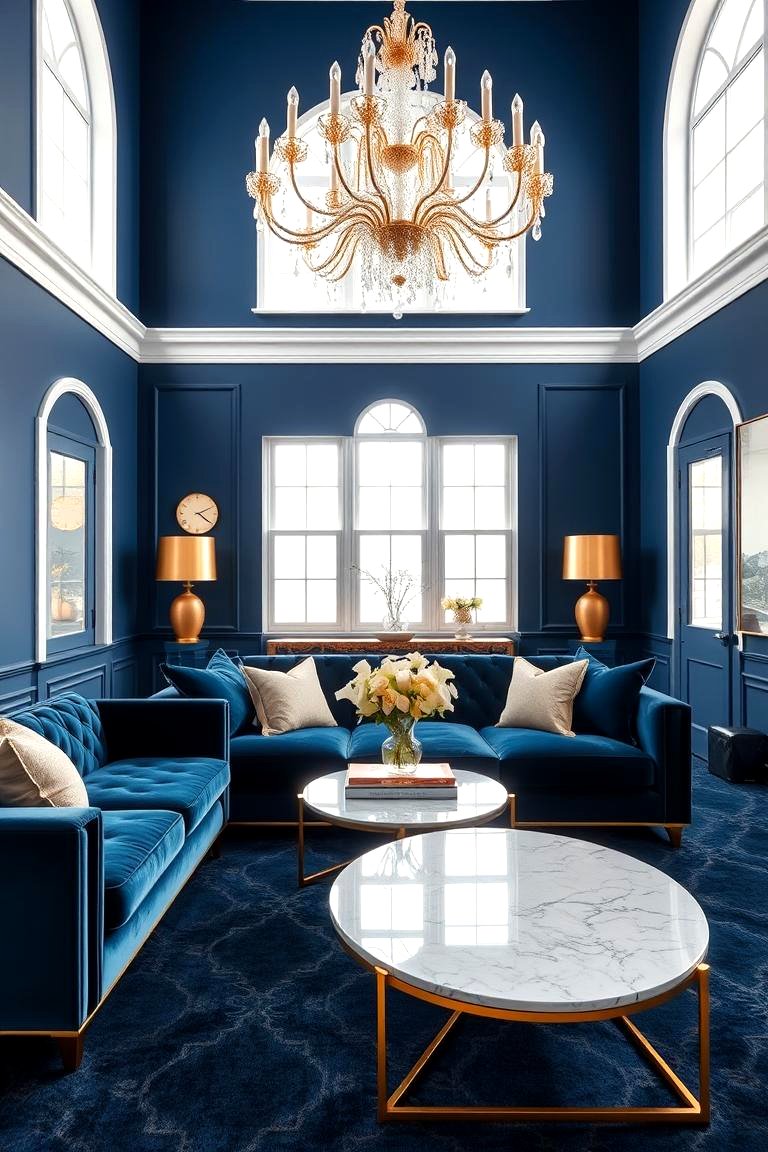30 Stunning Blue and Gold Living Room Ideas for Elegant Spaces
