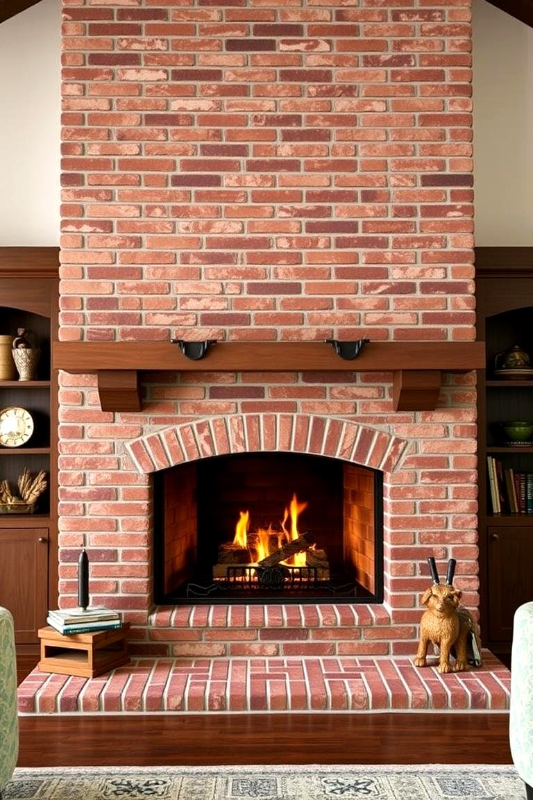 21 Rustic Brick Fireplace Ideas for Warm Living Rooms