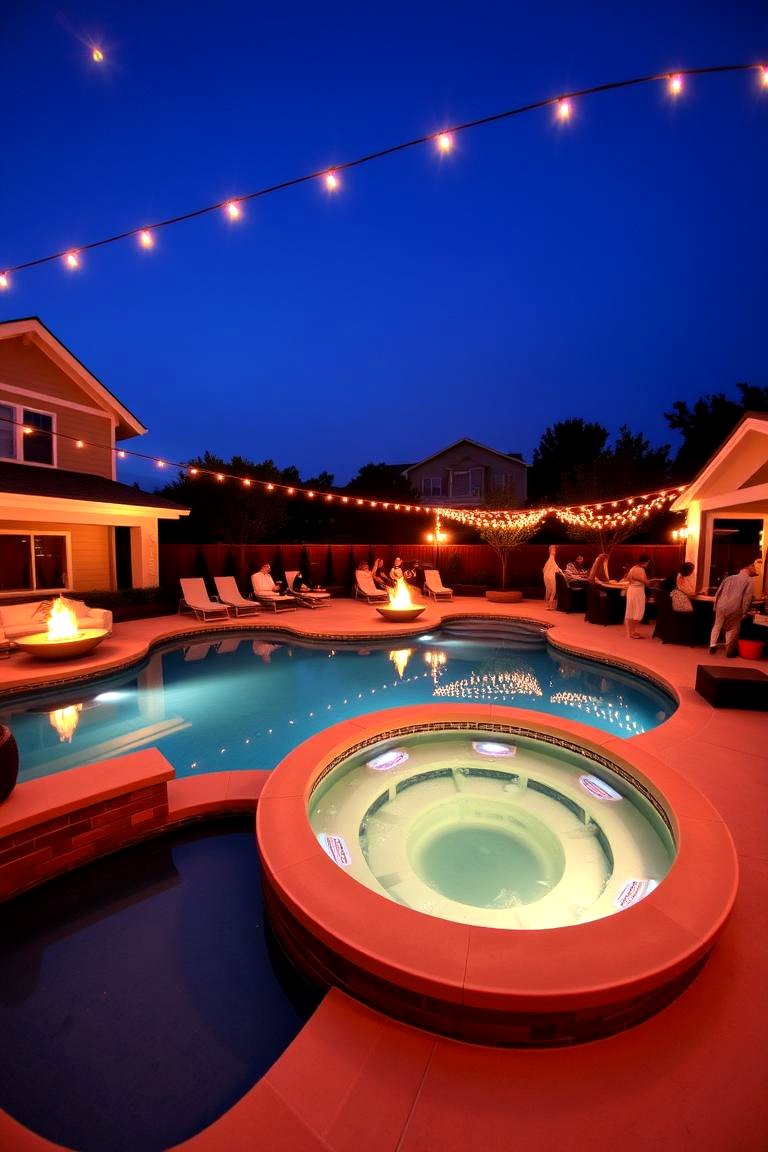 30 Rectangle Pool With Hot Tub Designs for Luxury Backyards