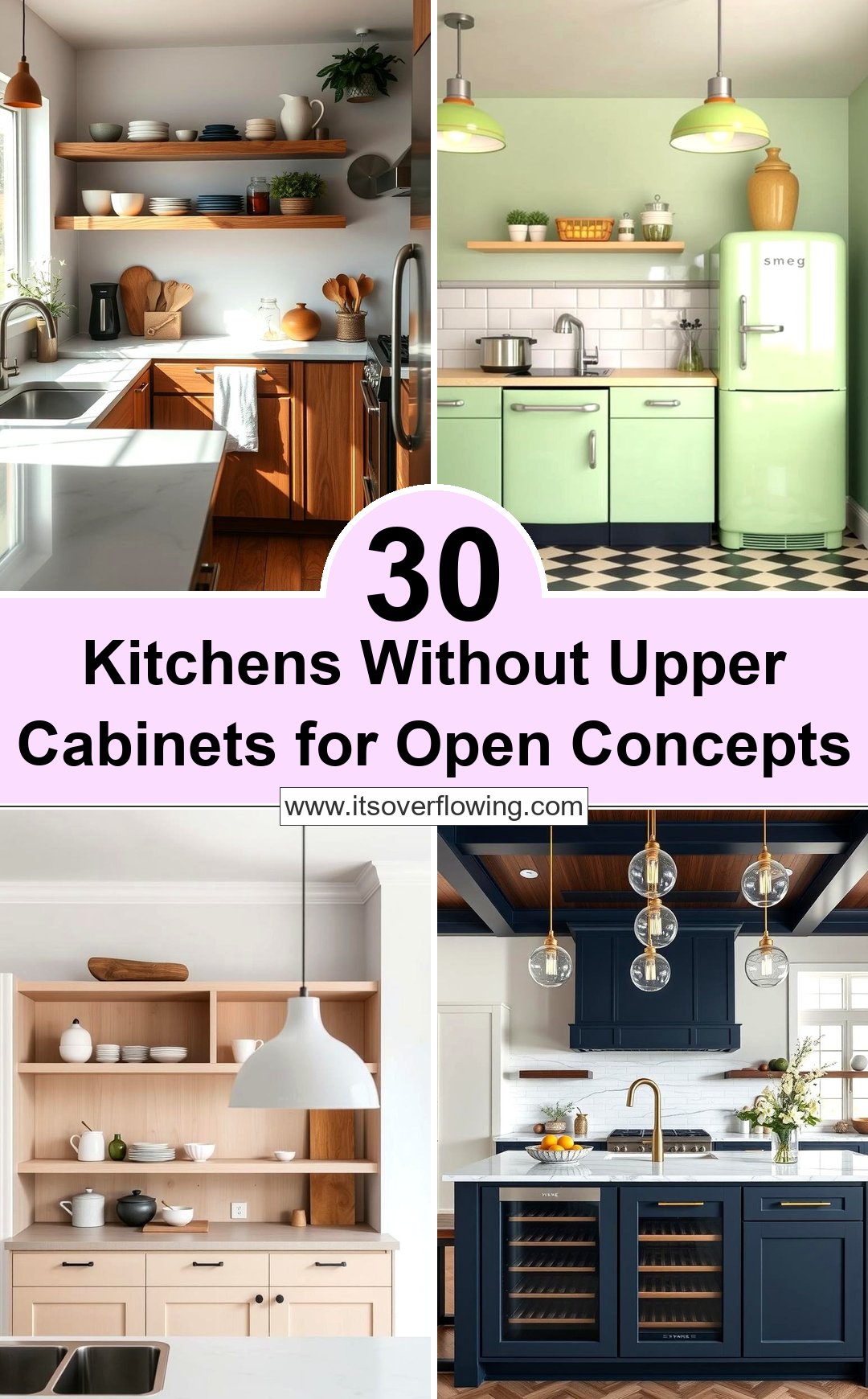 30 Kitchens Without Upper Cabinets for Open Concepts