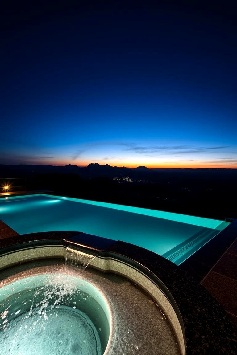 30 Rectangle Pool With Hot Tub Designs for Luxury Backyards