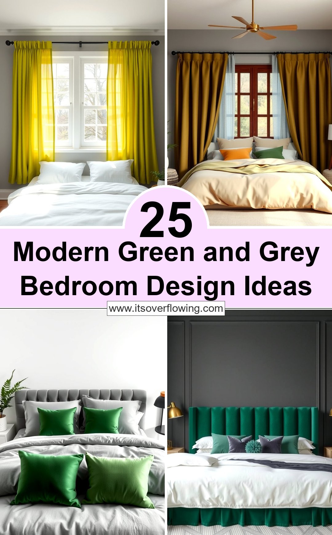 25 Modern Green and Grey Bedroom Design Ideas