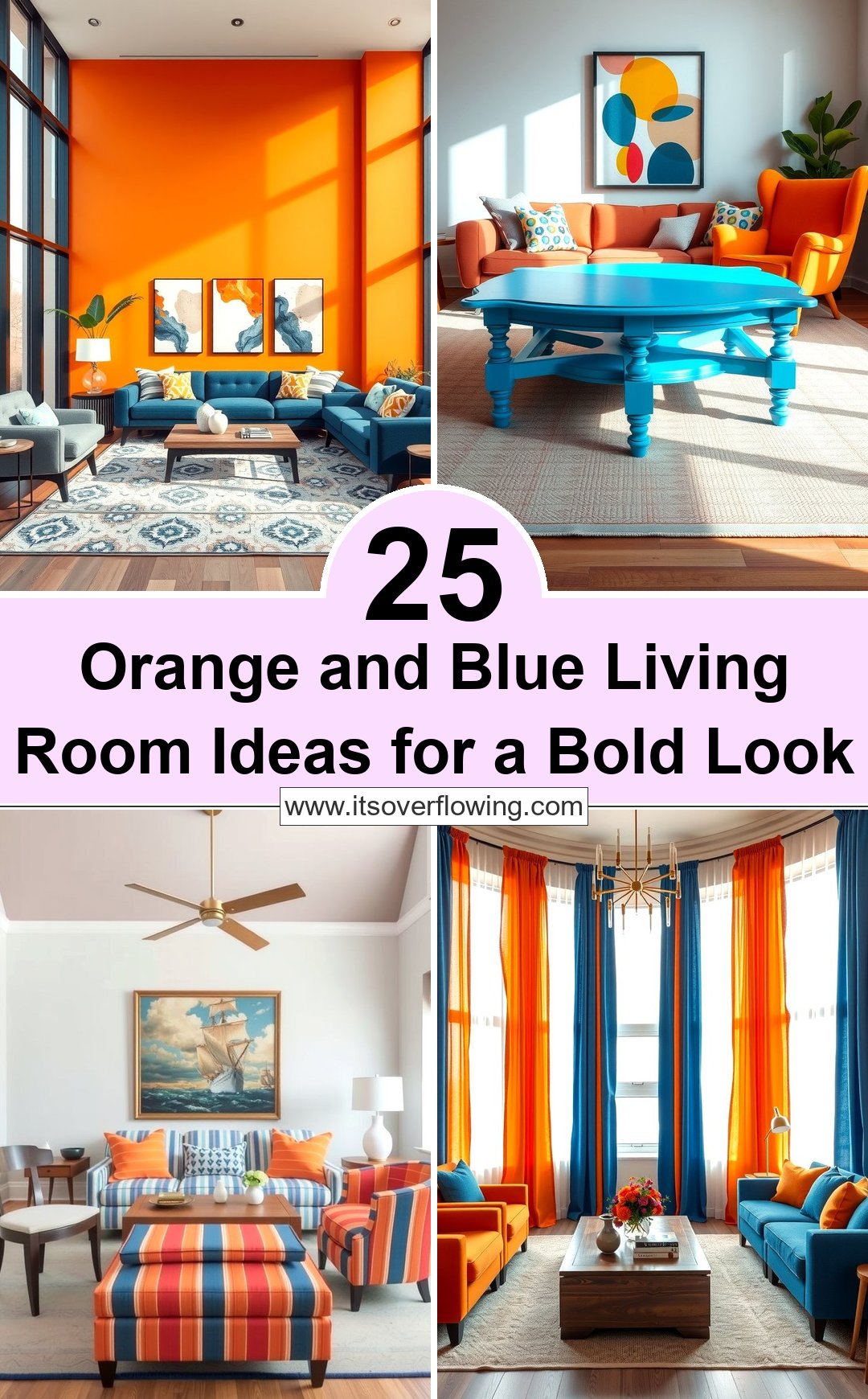 25 Orange and Blue Living Room Ideas for a Bold Look