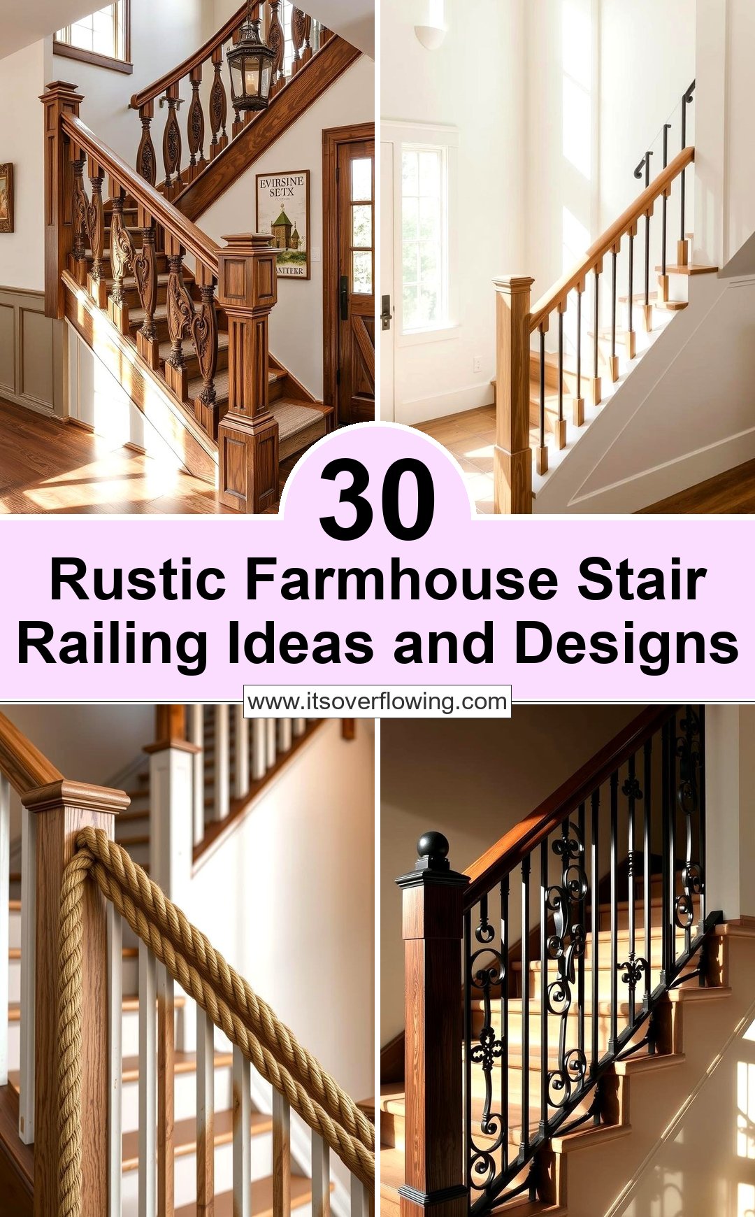 30 Rustic Farmhouse Stair Railing Ideas & Designs