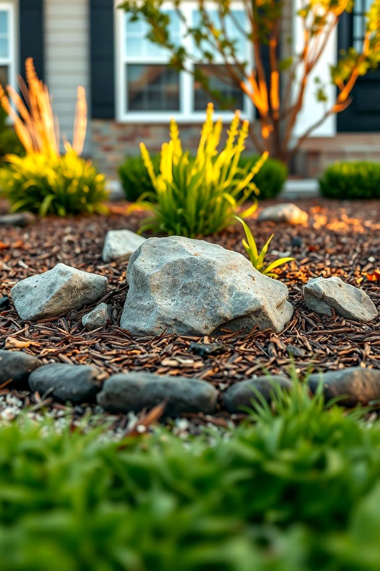 21 Front Yard Landscaping Ideas With Rocks and Mulch