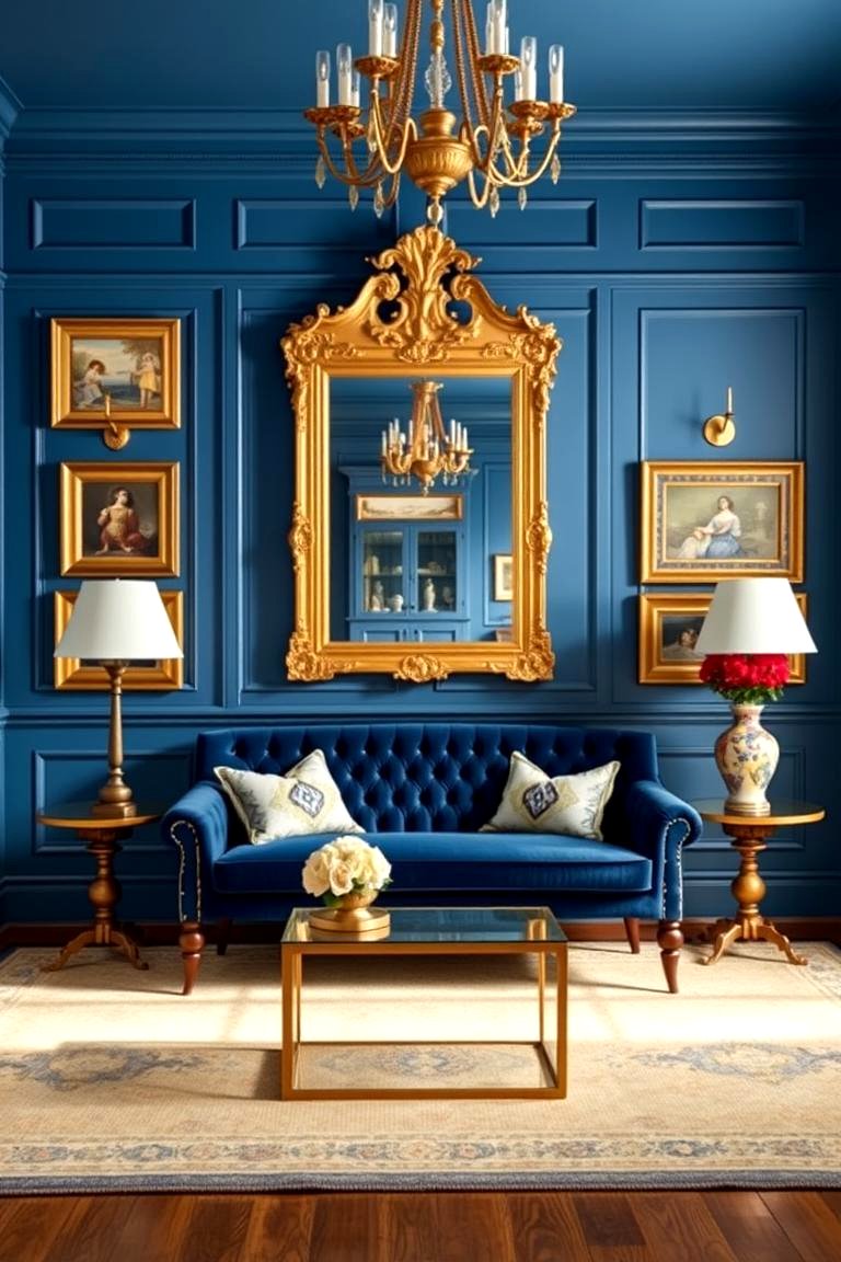 30 Stunning Blue and Gold Living Room Ideas for Elegant Spaces