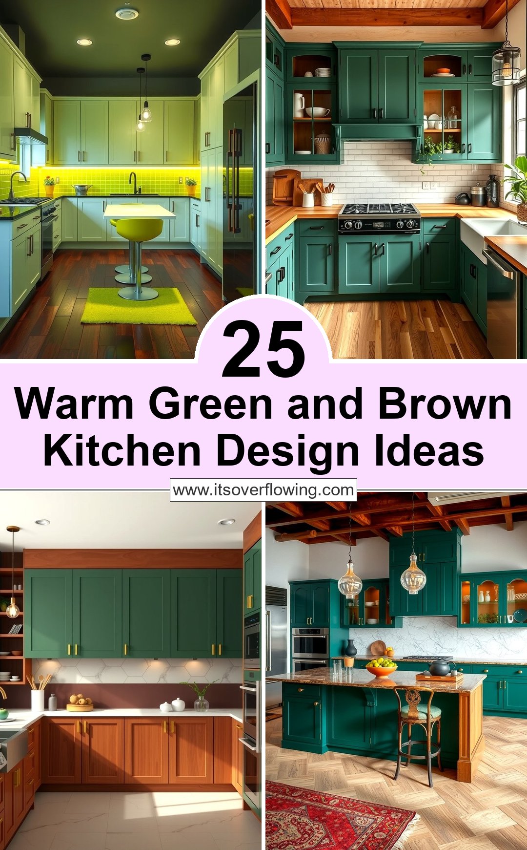 25 Warm Green and Brown Kitchen Design Ideas