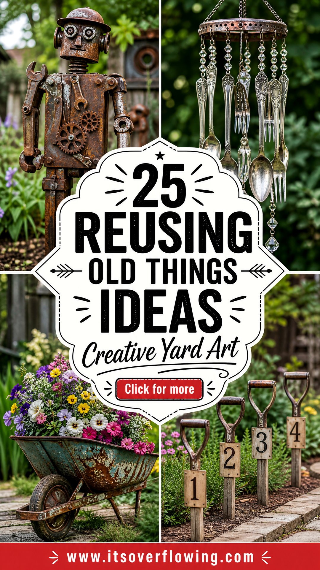 25 Reusing Old Things Ideas for Yard Art With Creative Flair