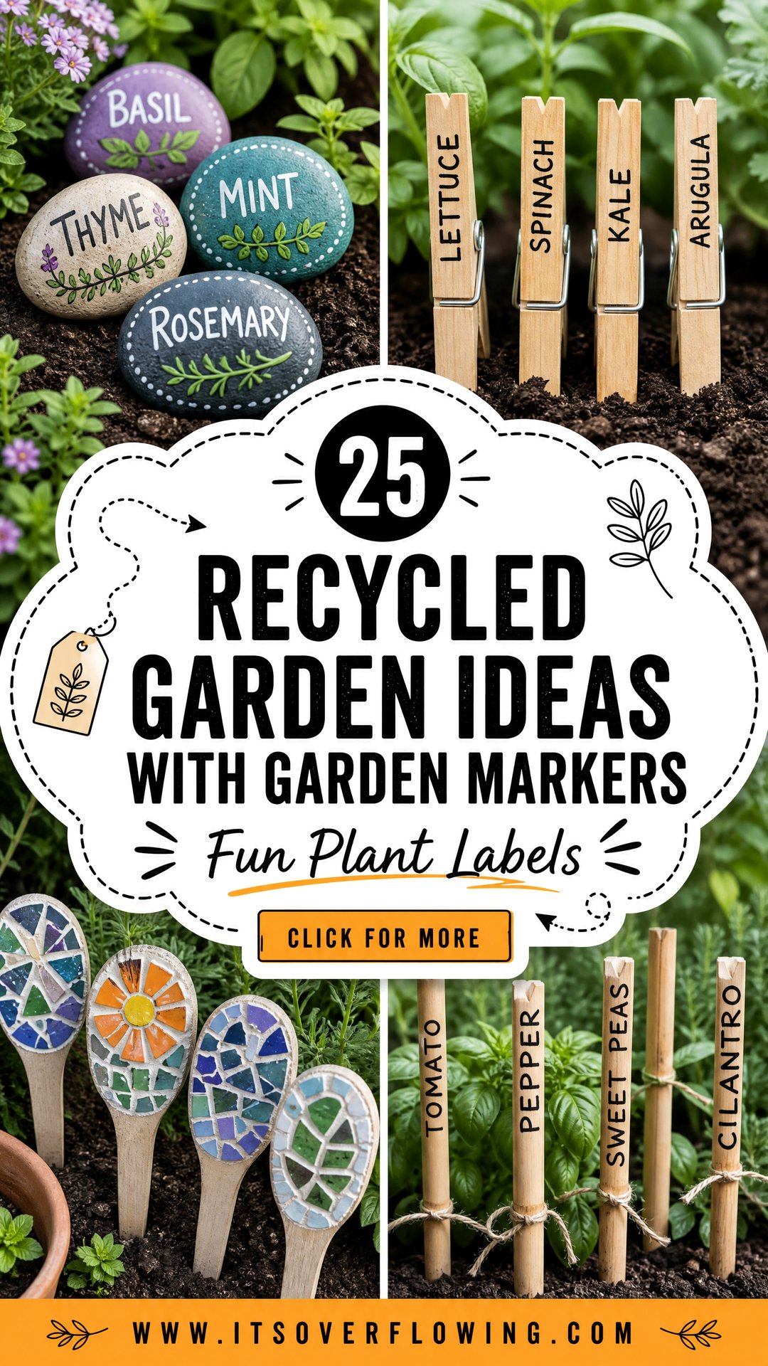 25 recycled garden ideas with garden markers: Fun DIYs